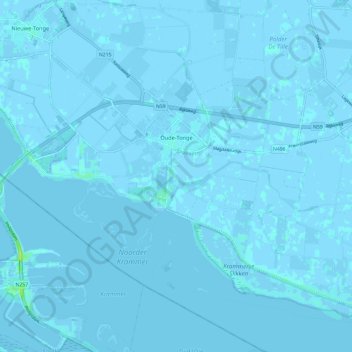 Oude-Tonge topographic map, elevation, terrain