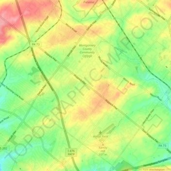 Whitpain Township topographic map, elevation, terrain