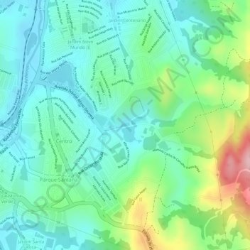 Parque dos Lagos topographic map, elevation, terrain