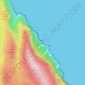 Cala Mariolu topographic map, elevation, terrain