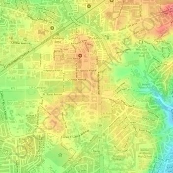 Sunken Garden topographic map, elevation, terrain