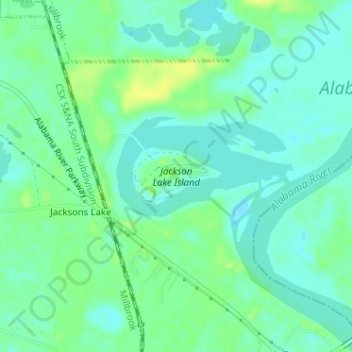 Jackson Lake Island topographic map, elevation, terrain