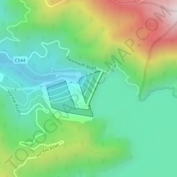 Dartmouth Dam topographic map, elevation, terrain