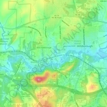 Eno River topographic map, elevation, terrain
