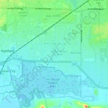 Suisun City topographic map, elevation, terrain