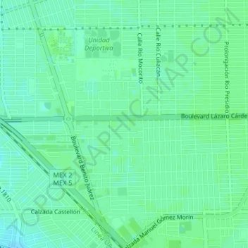 Parque Lazaro Cardenas topographic map, elevation, terrain