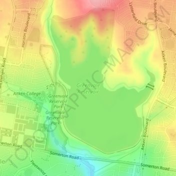 Greenvale Reservoir topographic map, elevation, terrain