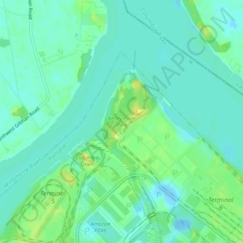 Kelley Point Park topographic map, elevation, terrain