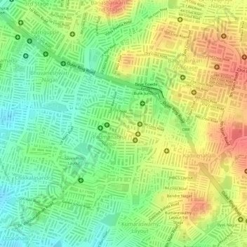 Padmanabhanagar Park topographic map, elevation, terrain