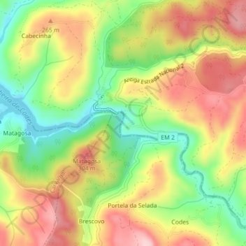 Praia Fluvial do Penedo Furado topographic map, elevation, terrain