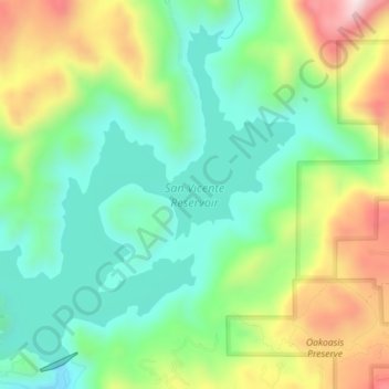 San Vicente Reservoir topographic map, elevation, terrain