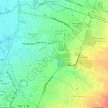 Mandalagan topographic map, elevation, terrain
