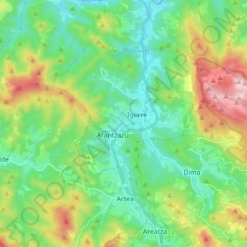 Arratia topographic map, elevation, terrain