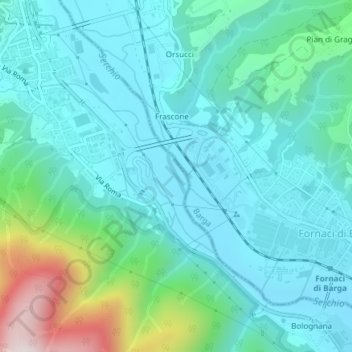 Fiume Serchio topographic map, elevation, terrain