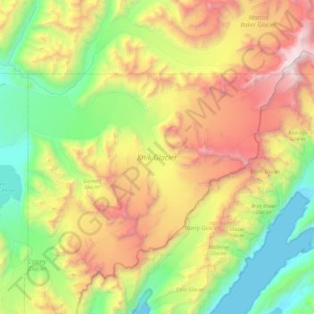 Knik Glacier topographic map, elevation, terrain
