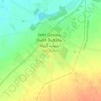 Sebt Gzoula topographic map, elevation, terrain