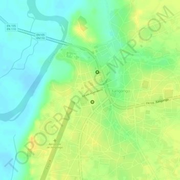 Jardim de lazer do Xangongo Ombadja topographic map, elevation, terrain