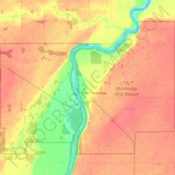 Muskoday First Nation topographic map, elevation, terrain