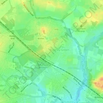 Boorley Green topographic map, elevation, terrain