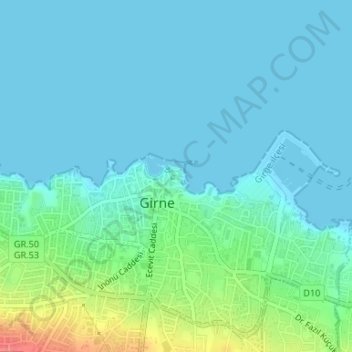 Kyrenia Castle topographic map, elevation, terrain