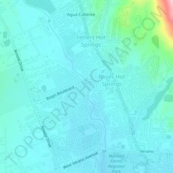 Boyes Hot Springs topographic map, elevation, terrain