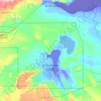 Wadi Al Rayyan National Park topographic map, elevation, terrain