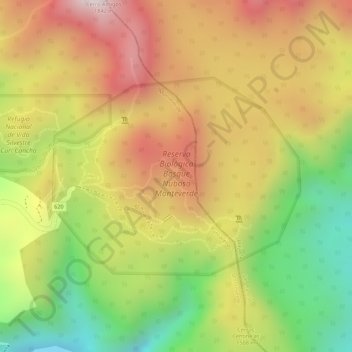 Monteverde Cloud Forest Reserve topographic map, elevation, terrain