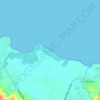 Playa Dorada topographic map, elevation, terrain