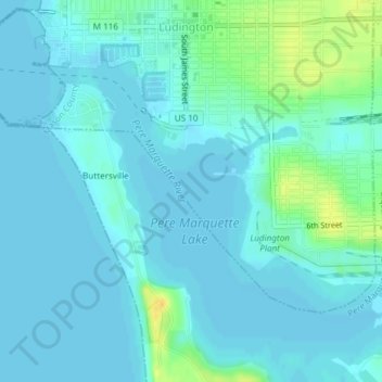 Pere Marquette River topographic map, elevation, terrain