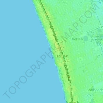 Chelsea Beach topographic map, elevation, terrain