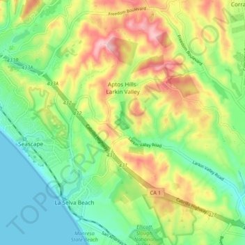 Aptos Hills-Larkin Valley topographic map, elevation, terrain