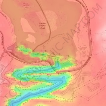 Victoria Falls topographic map, elevation, terrain