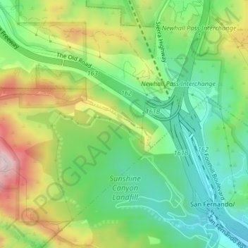 Santa Susana Mountains topographic map, elevation, terrain