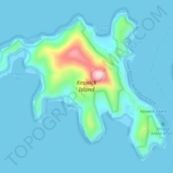 Keswick Island topographic map, elevation, terrain