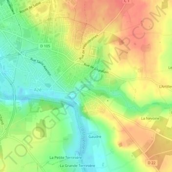 Plan d'eau de la Roche topographic map, elevation, terrain
