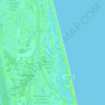 Sawgrass topographic map, elevation, terrain