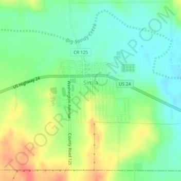Simla topographic map, elevation, terrain