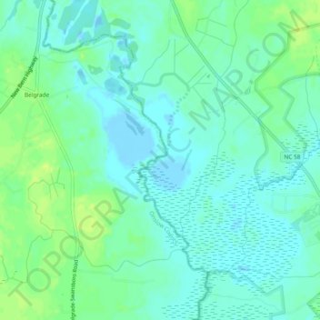 White Oak River topographic map, elevation, terrain