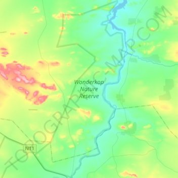 Wonderkop Nature Reserve topographic map, elevation, terrain