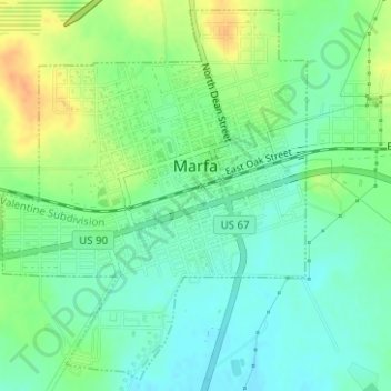 Marfa topographic map, elevation, terrain