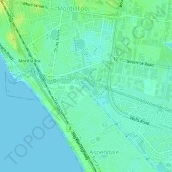 Edithvale wetlands topographic map, elevation, terrain