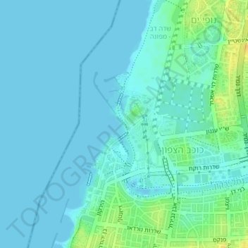 Yarkon River Mouth Lighthouse topographic map, elevation, terrain