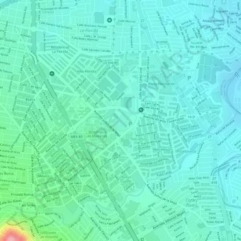 Parque Central Distrito Tec topographic map, elevation, terrain