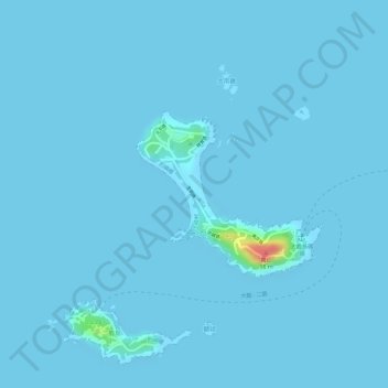 Dadan Island topographic map, elevation, terrain