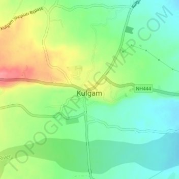 Kulgam topographic map, elevation, terrain