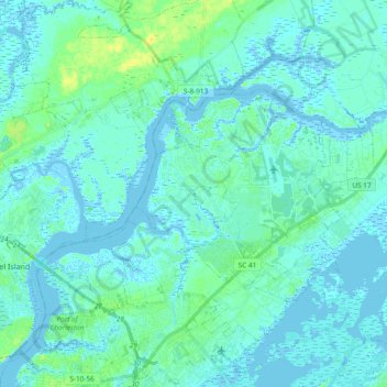 Wando River topographic map, elevation, terrain