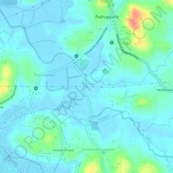 Manimala River topographic map, elevation, terrain