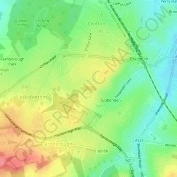 Newstead Wood topographic map, elevation, terrain