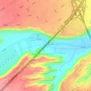 Wadi Laban topographic map, elevation, terrain