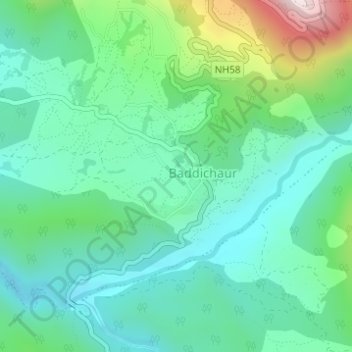 river topographic map, elevation, terrain